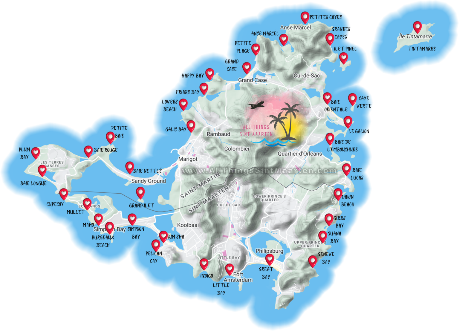 Beaches of Sint Maarten and Saint Martin, SXM! - we do have 37 - All ...